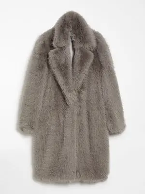 Max Mara Faux Fur Coat - Pearl Grey | Editorialist